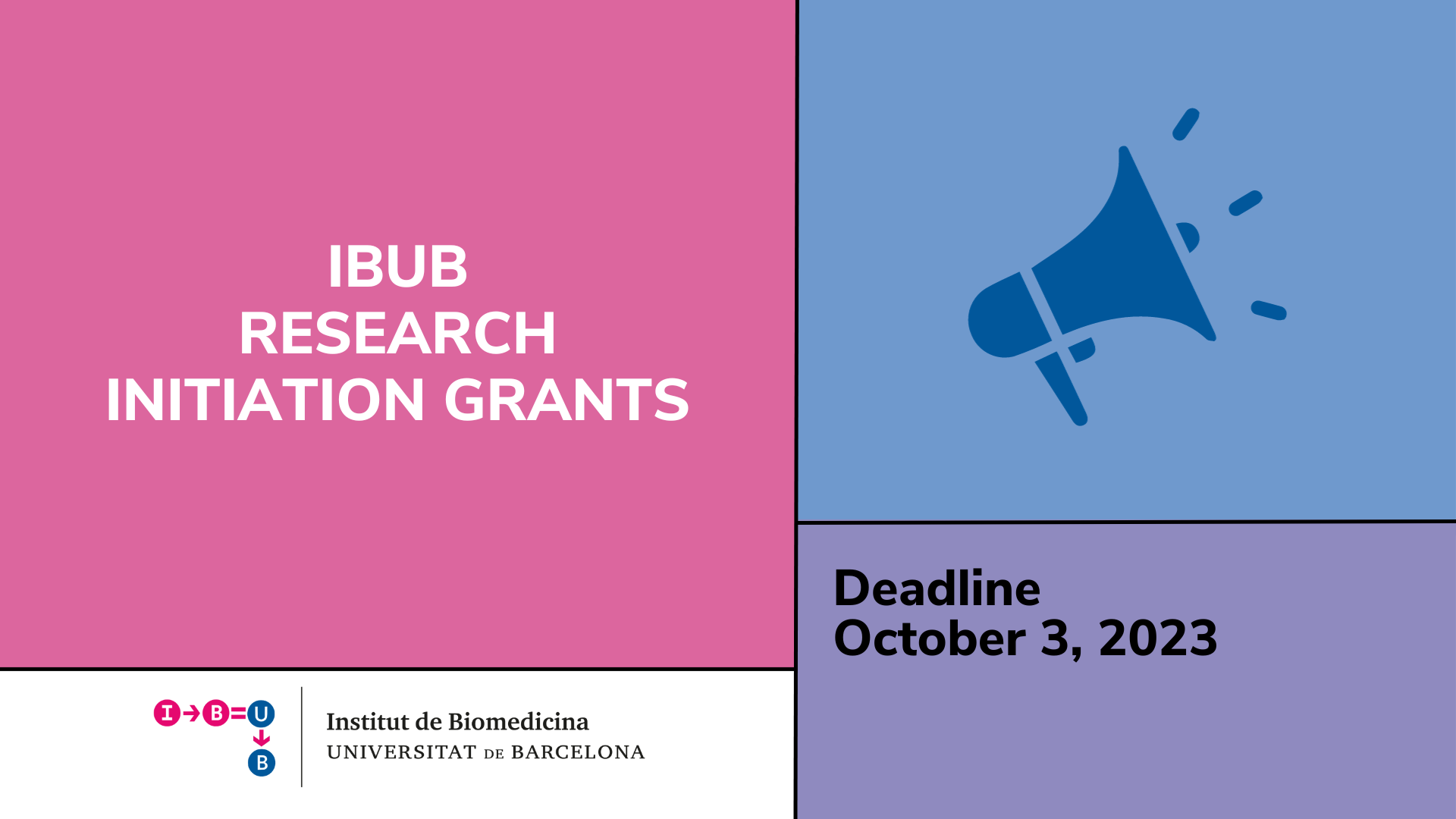Call for 6 research initiation grants 2023-2024 - IBUB - Institut de ...