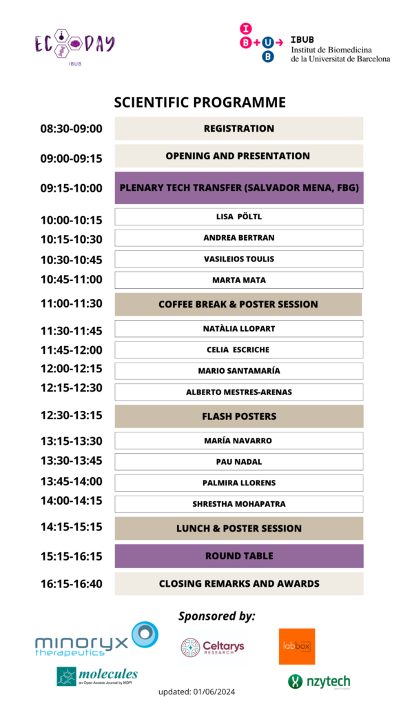 1st IBUB Early Career Day - IBUB - Institut de Biomedicina de la Universitat de Barcelona